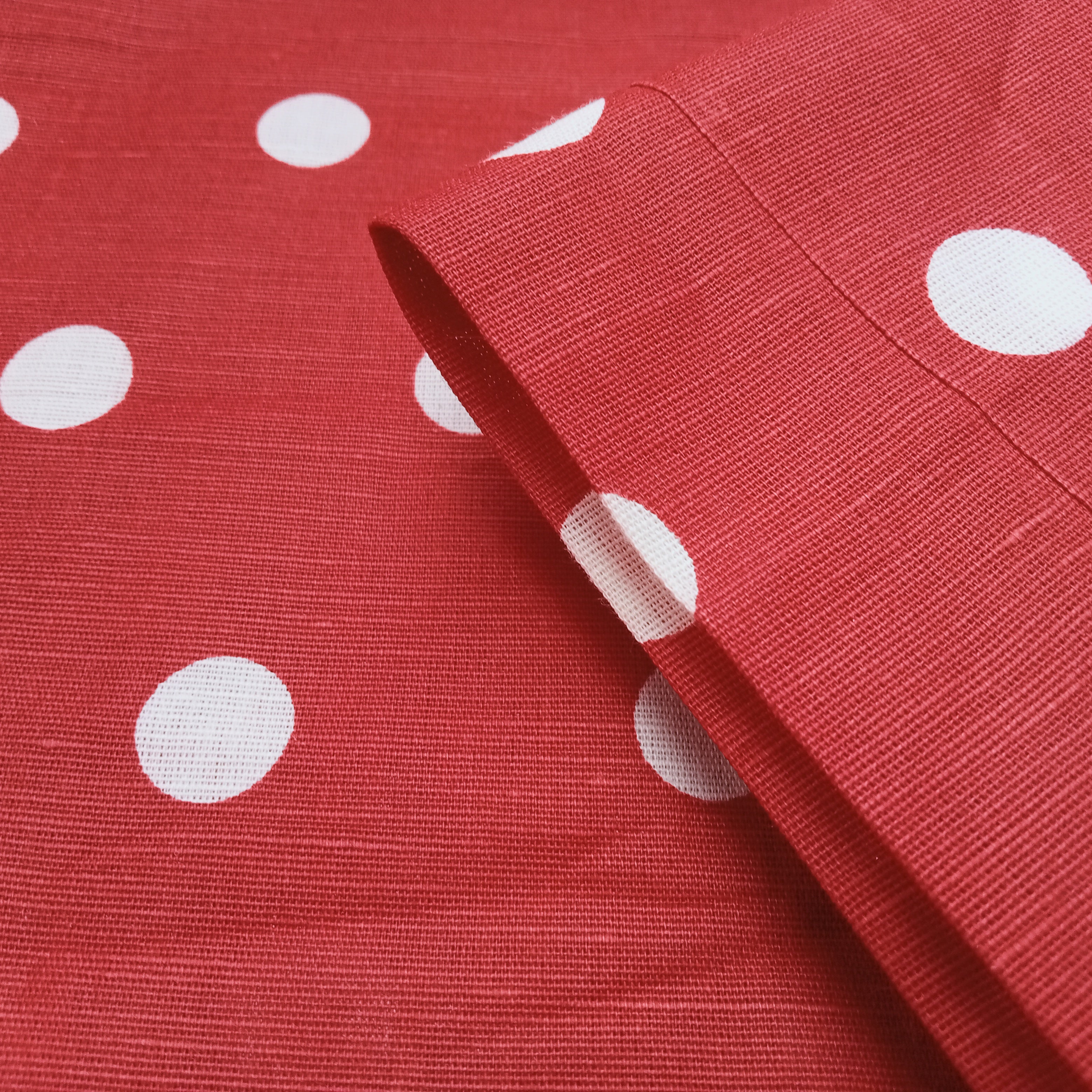 Ruby - polka dot cotton linen - sold by 1/2mtr – Janies Fabrics