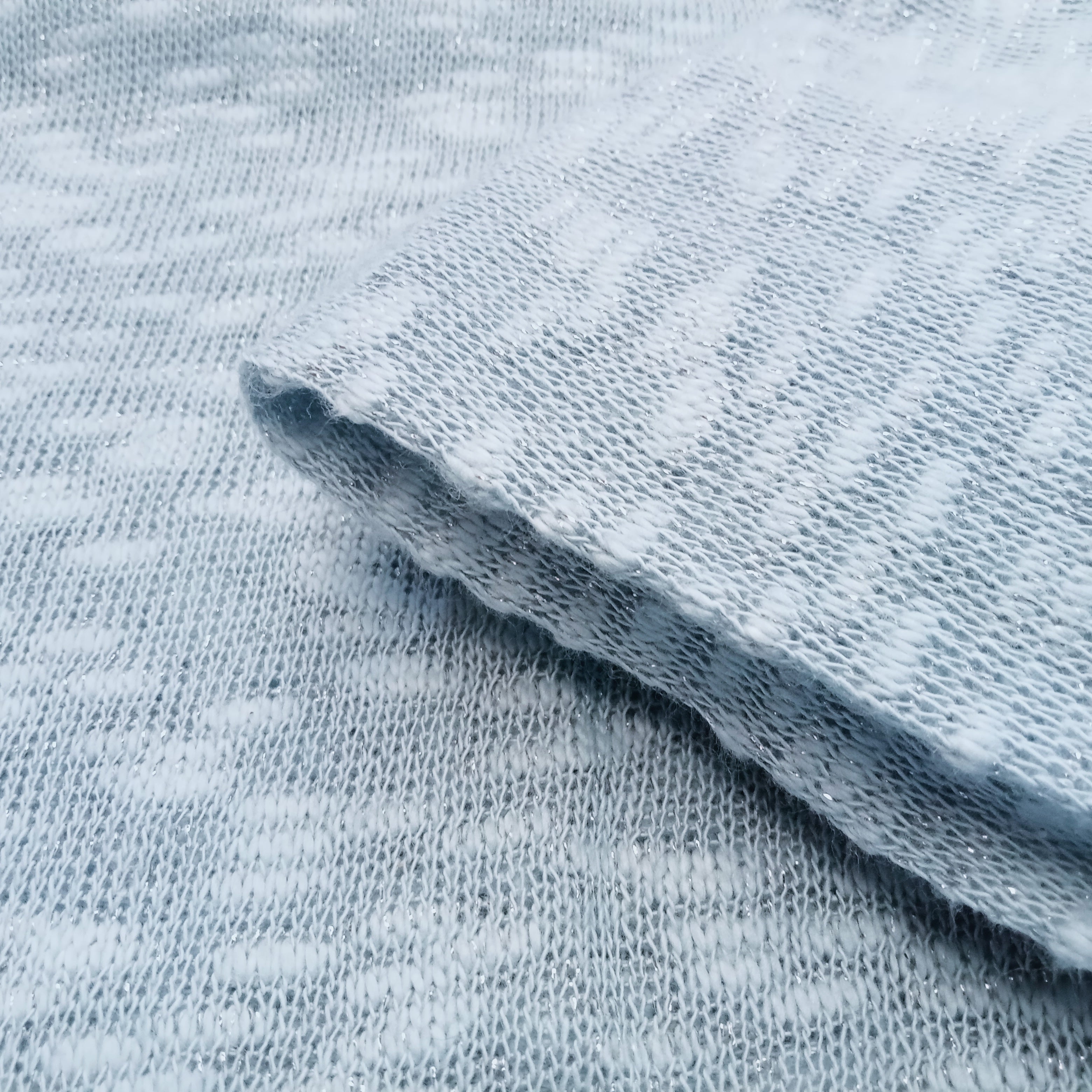 Ivana - blue/silver Slub yarn glitter knit - sold by 1/2mtr – Janies ...